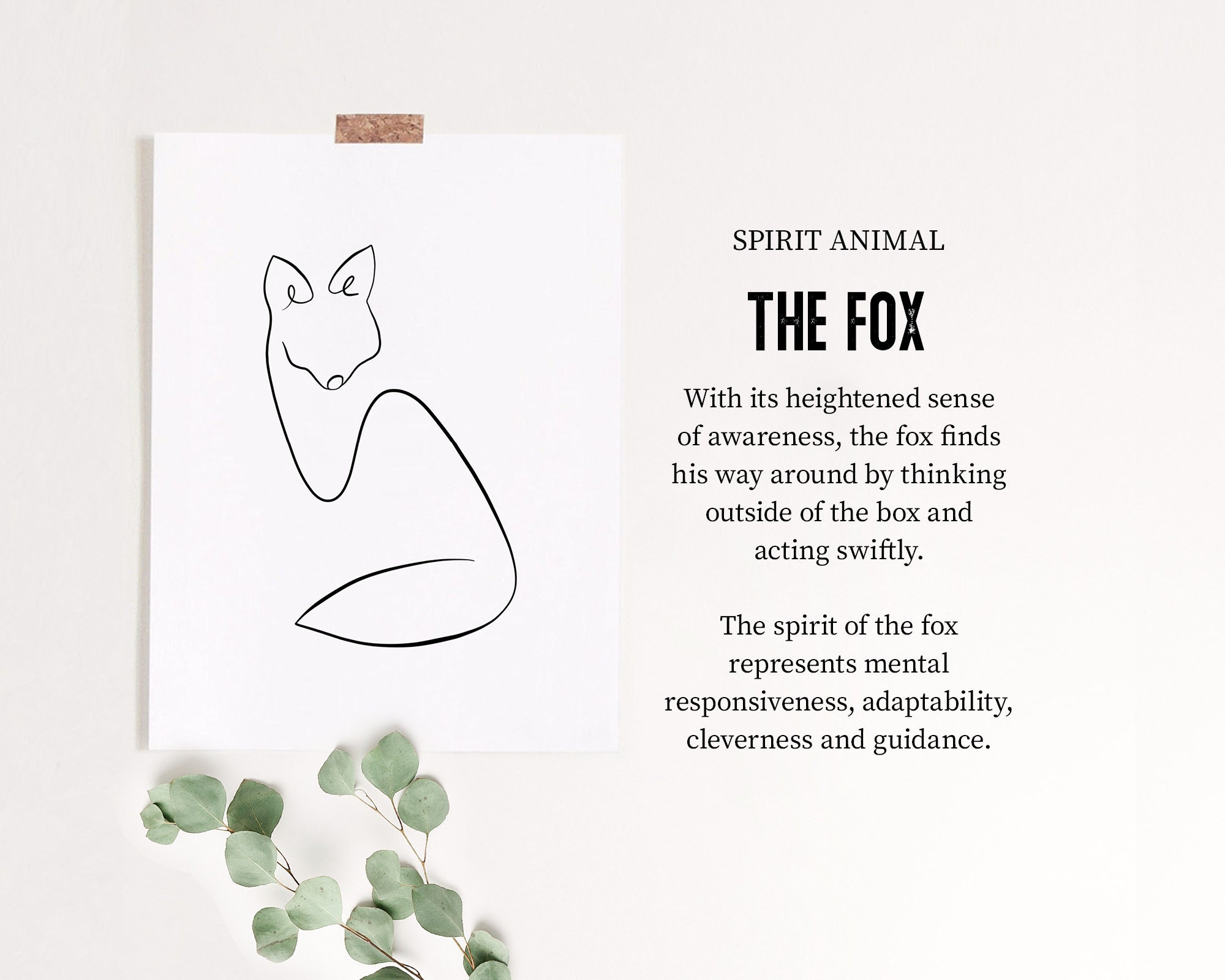 Fox Single Line Drawing Printable Wall Art Modern Line Art | Etsy