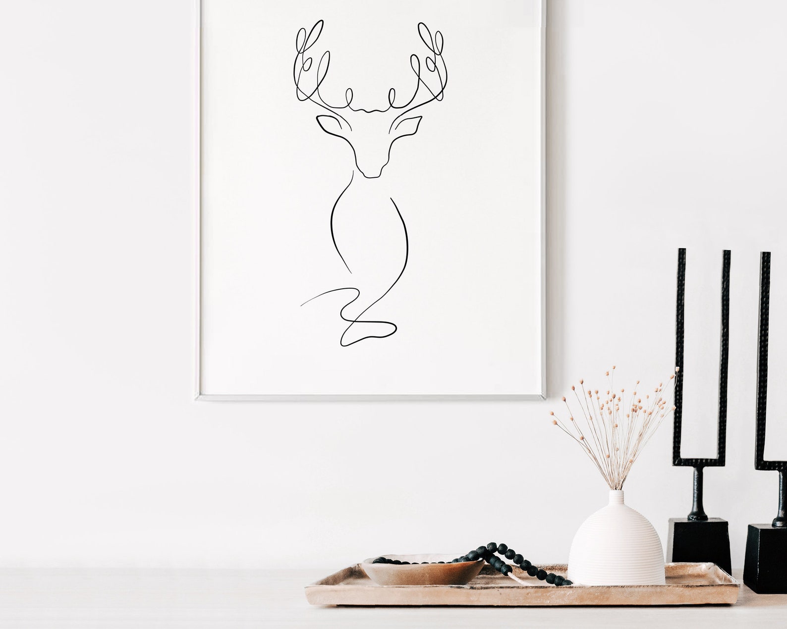 Deer Line Drawing Printable Wall Art Modern Line Art Animal - Etsy ...