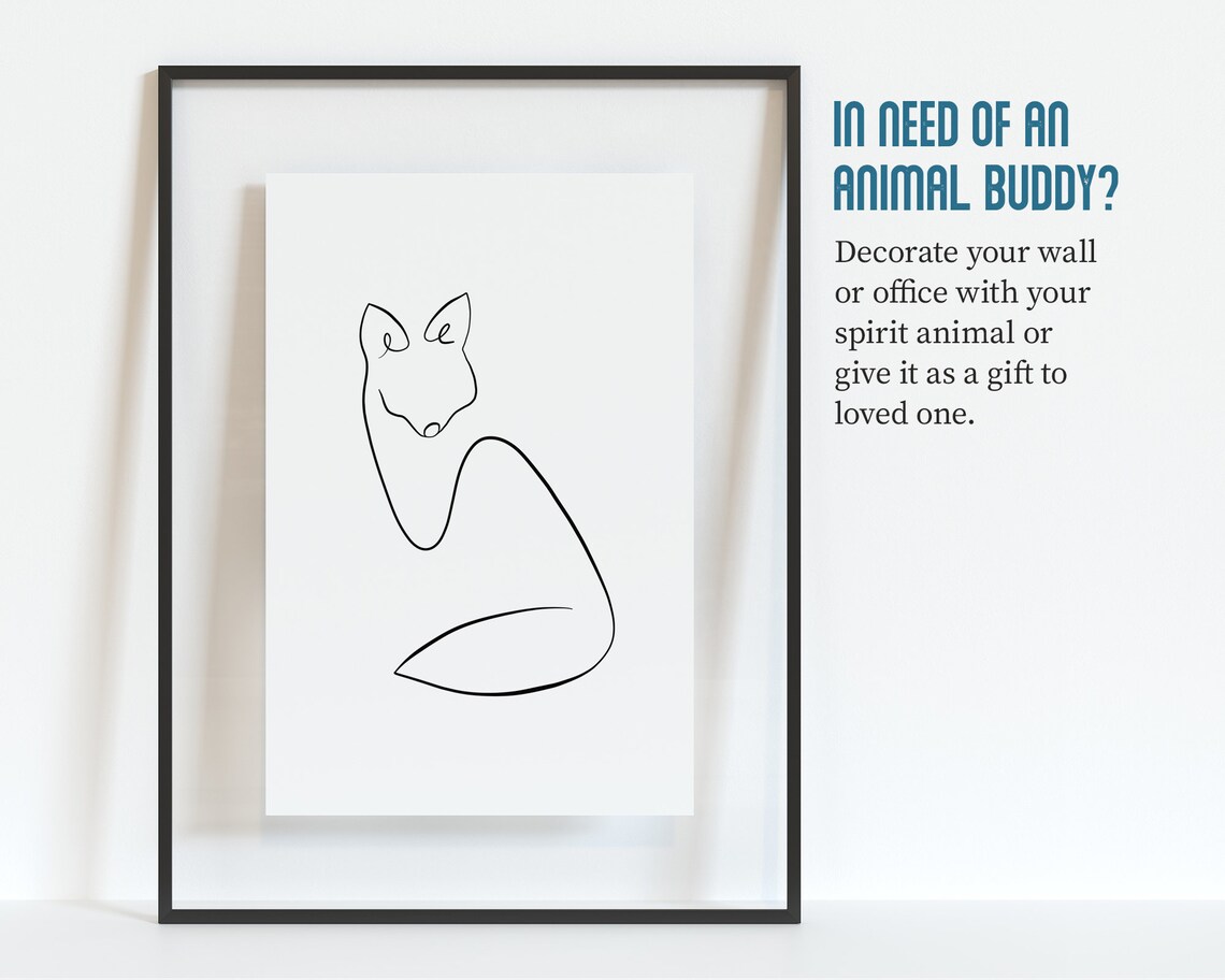 Fox Single Line Drawing Printable Wall Art Modern Line Art - Etsy