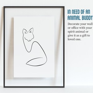 Fox Single Line Drawing, Printable Wall Art, Modern Line Art, Animal ...