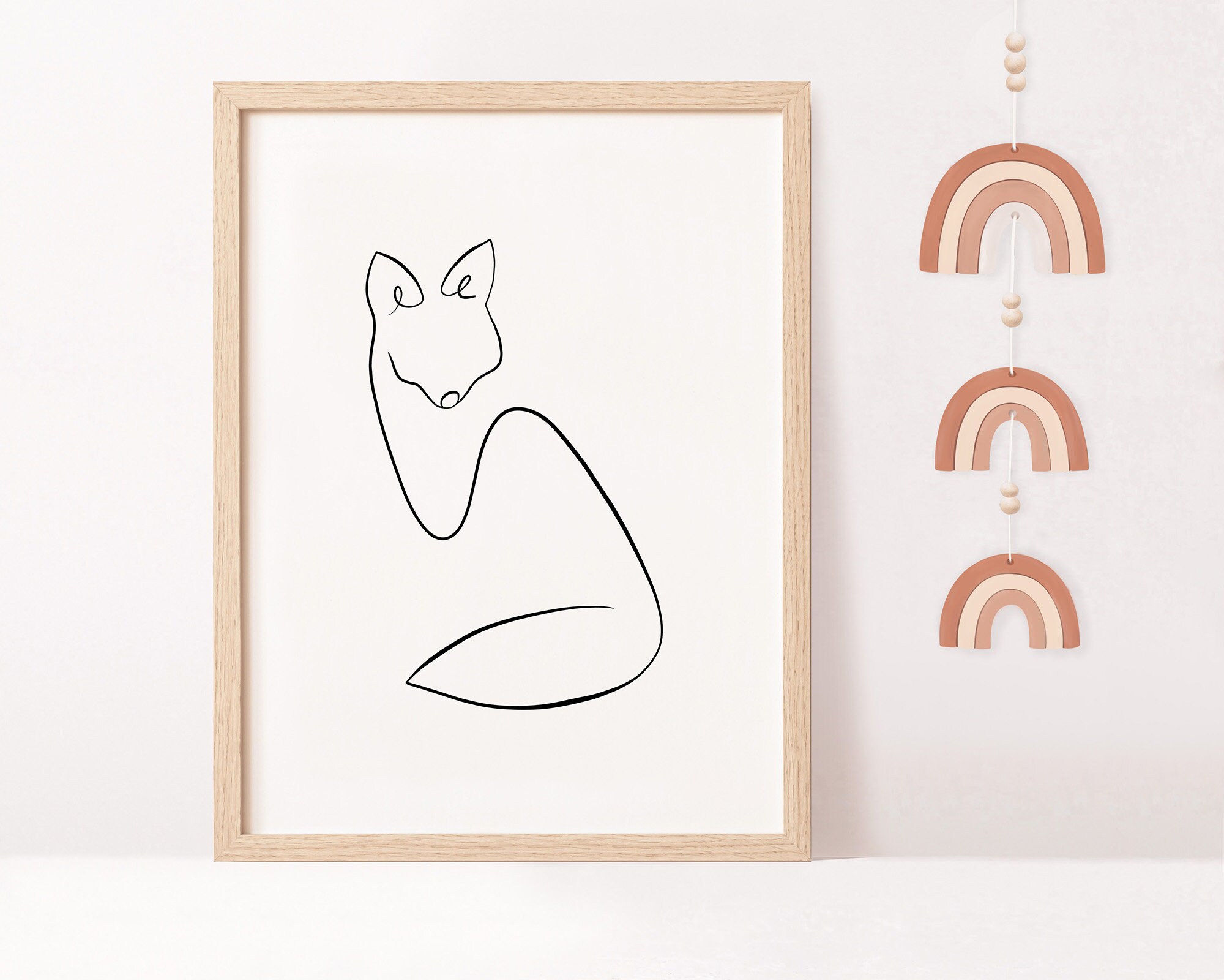 Fox Single Line Drawing Printable Wall Art Modern Line Art | Etsy