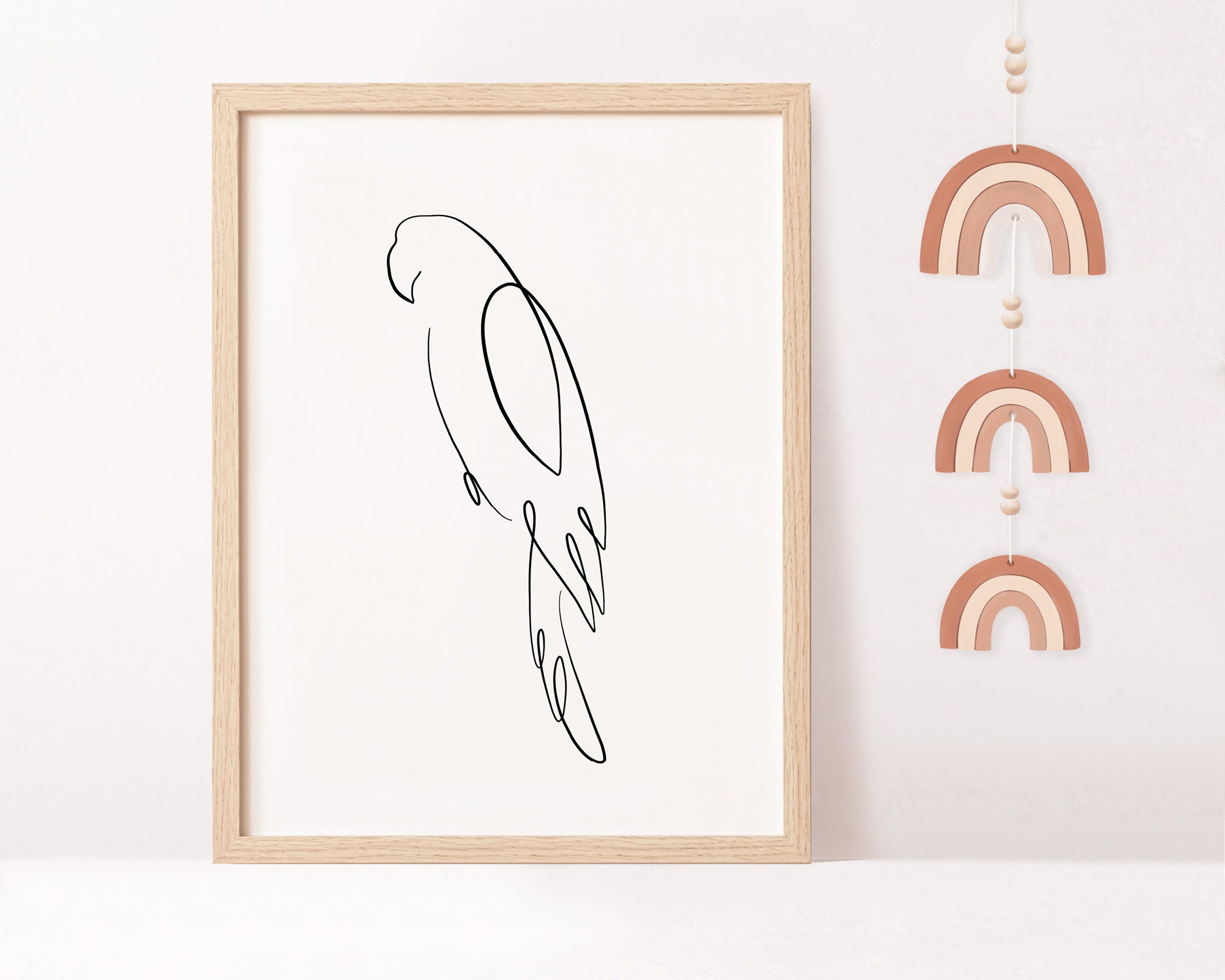Parrot Single Line Drawing, Printable Wall Art, Modern Line Art, Animal ...
