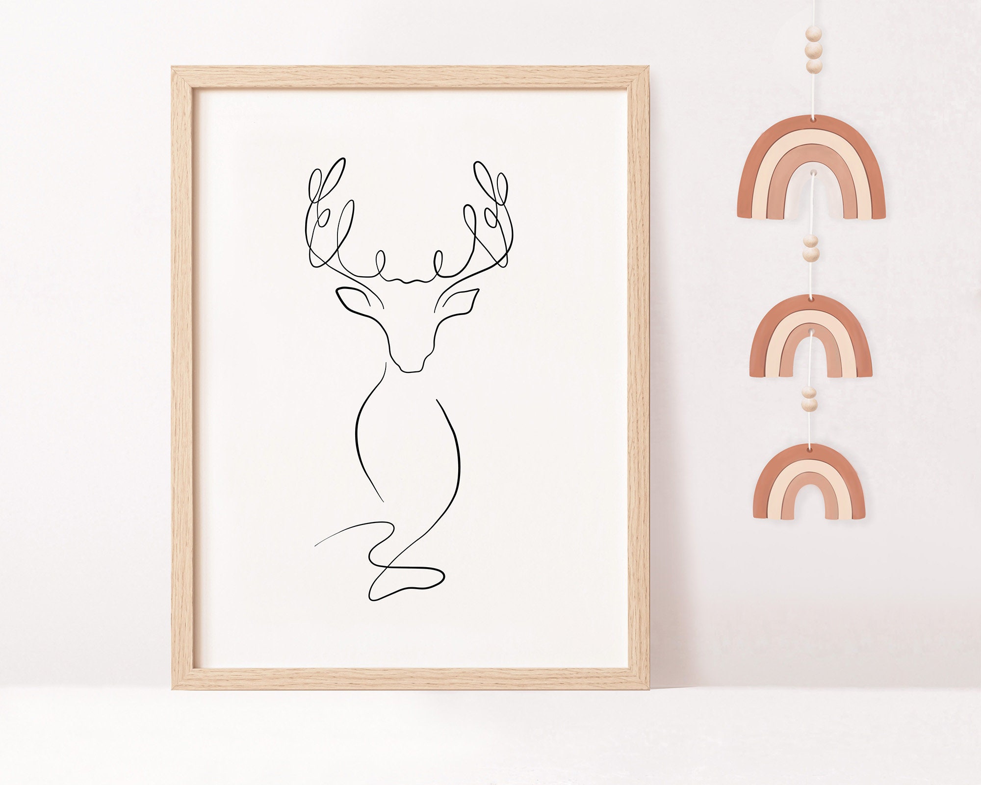 Deer Line Drawing Printable Wall Art Modern Line Art Animal - Etsy ...