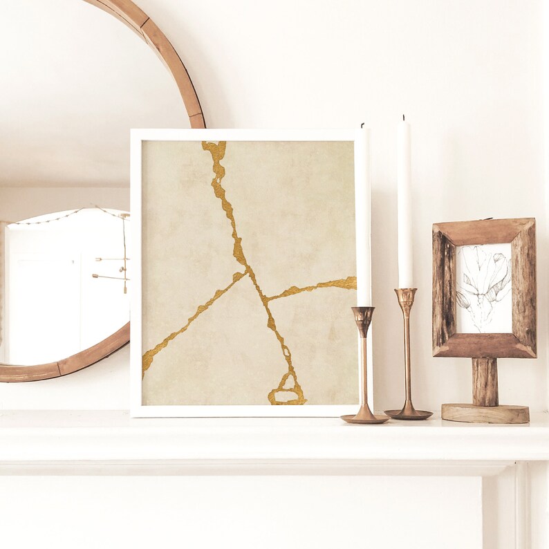 Kintsugi Japanese Minimalist Art Print No.2, Japandi Abstract Printable ...