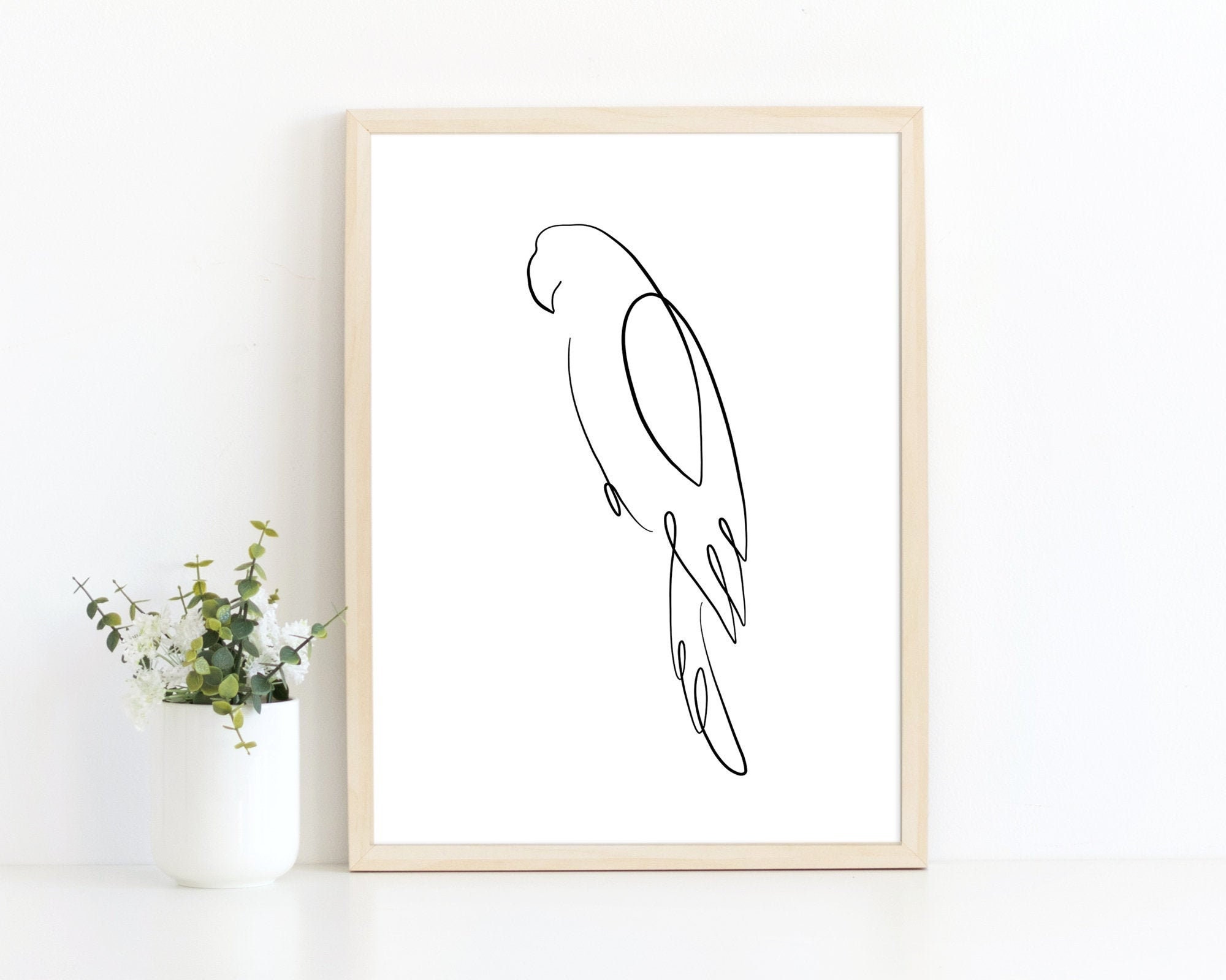 Parrot Single Line Drawing, Printable Wall Art, Modern Line Art, Animal ...