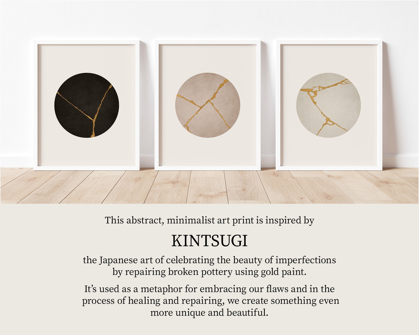 Kintsugi Set of 3 Japanese Minimalist Art Print Japandi - Etsy