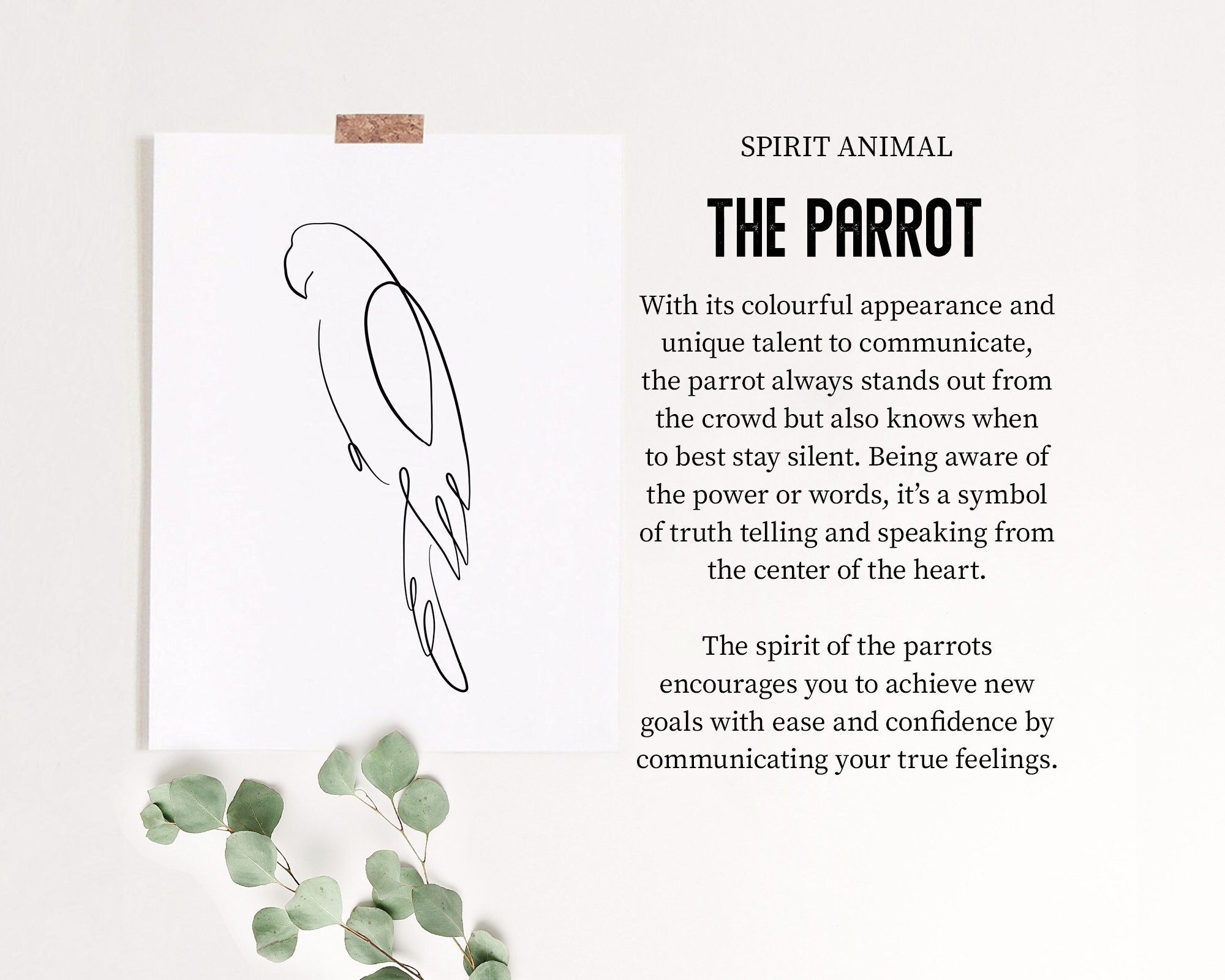 Parrot Single Line Drawing, Printable Wall Art, Modern Line Art, Animal ...