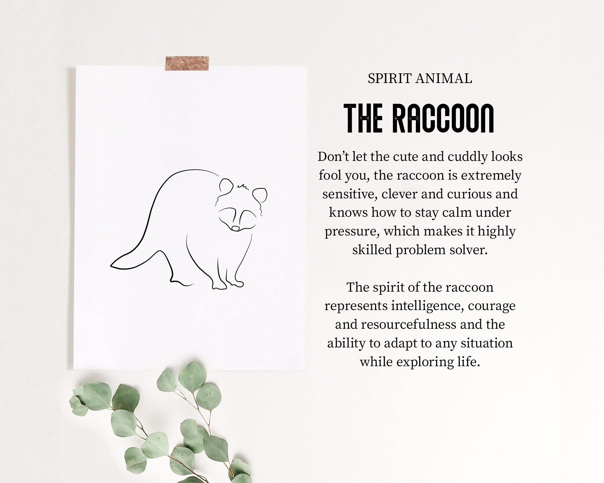 Raccoon Single Line Drawing Printable Wall Art Modern Line - Etsy Canada