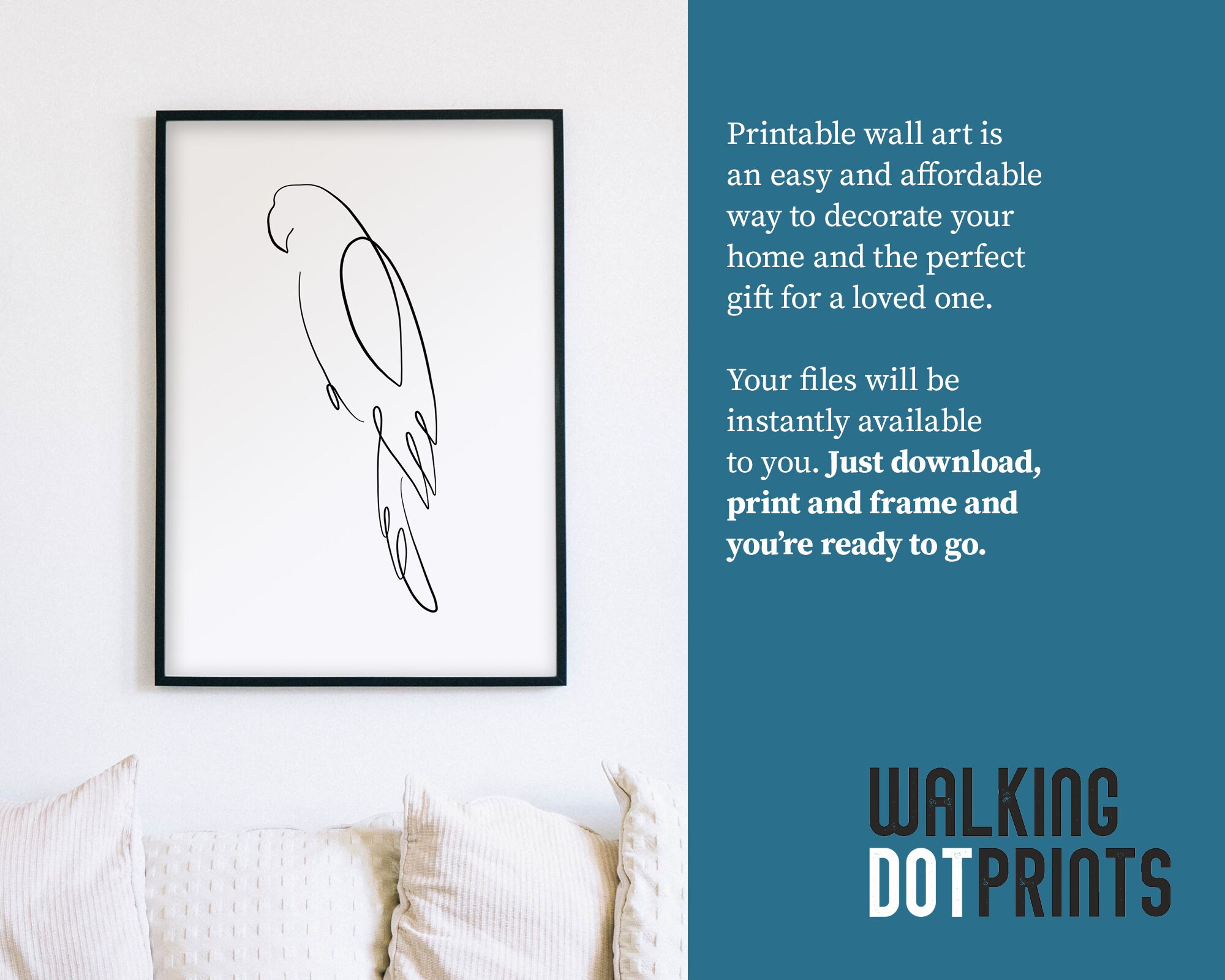 Parrot Single Line Drawing, Printable Wall Art, Modern Line Art, Animal ...