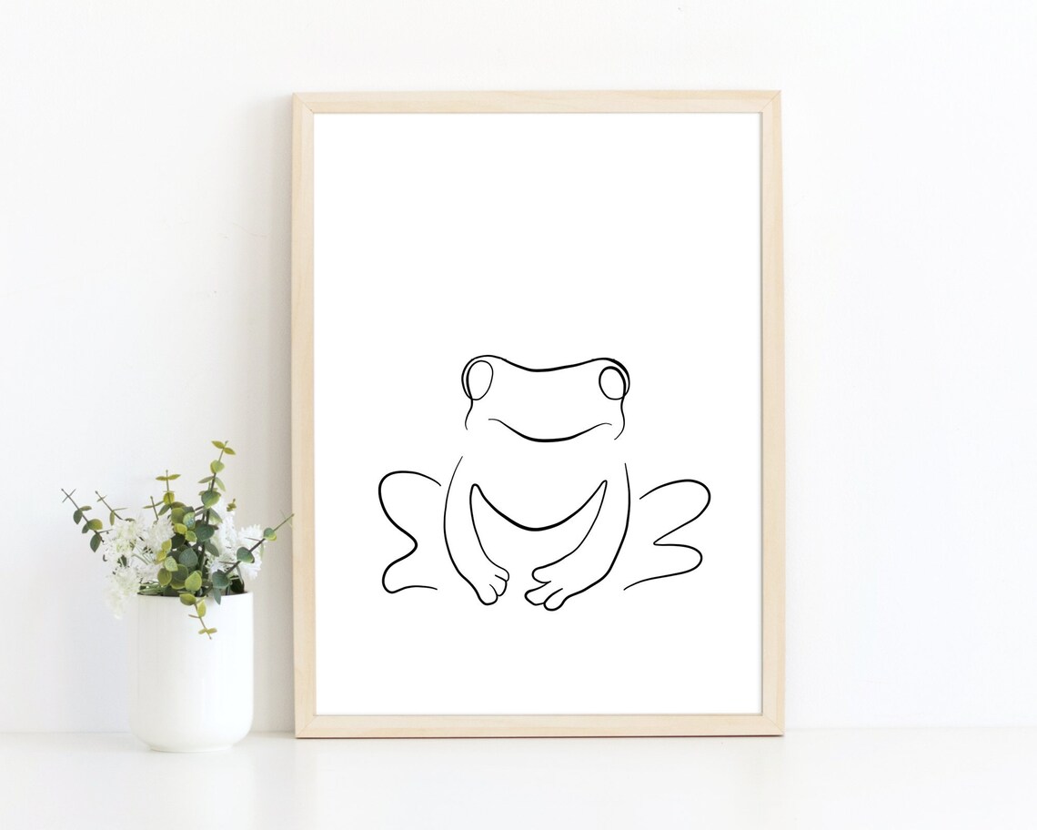 Frog Single Line Drawing, Printable Wall Art, Modern Line Art, Animal ...