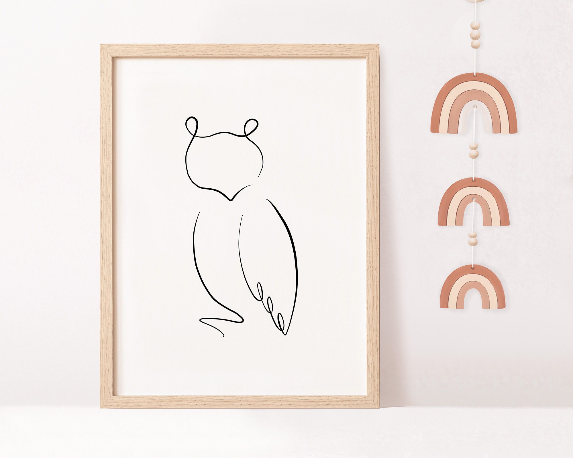 Owl single line drawing printable wall art modern line art | Etsy