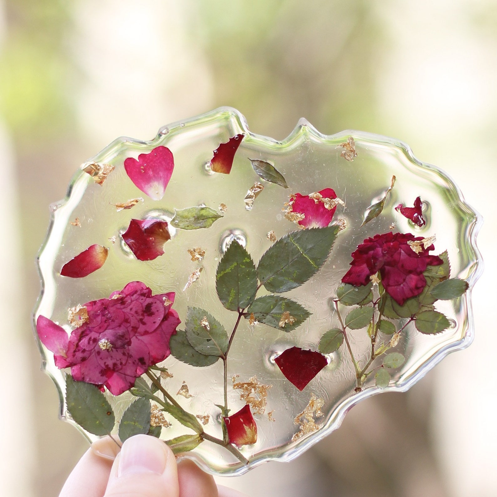 Flores secas y prensadas posavasos de resina / rosa / | Etsy