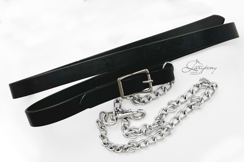 Leather Chain Lead Rope Lazypony, Handcrafted Horse Lead With Buckle - Etsy