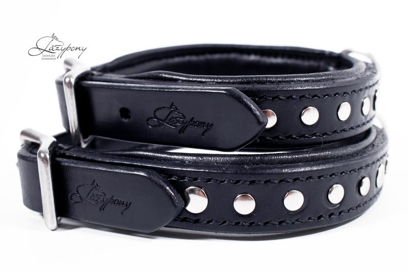 Leather Dog Collar With Rivets Lazypony, Padded Handmade Pet Collar - Etsy