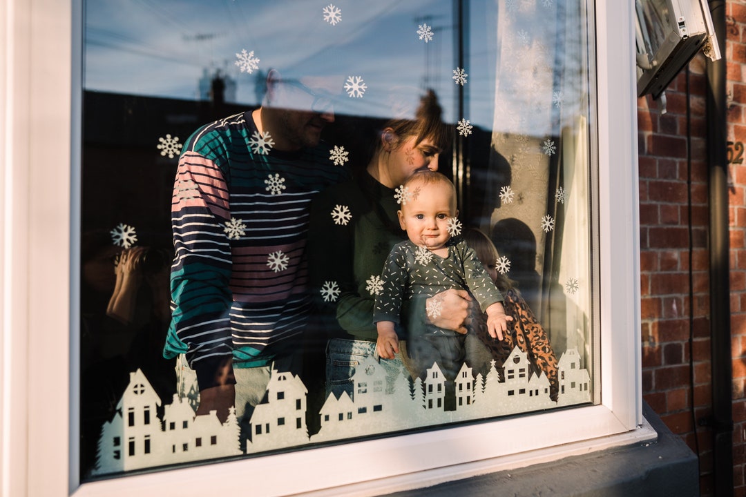 Large Christmas House Window Sticker Set - Etsy