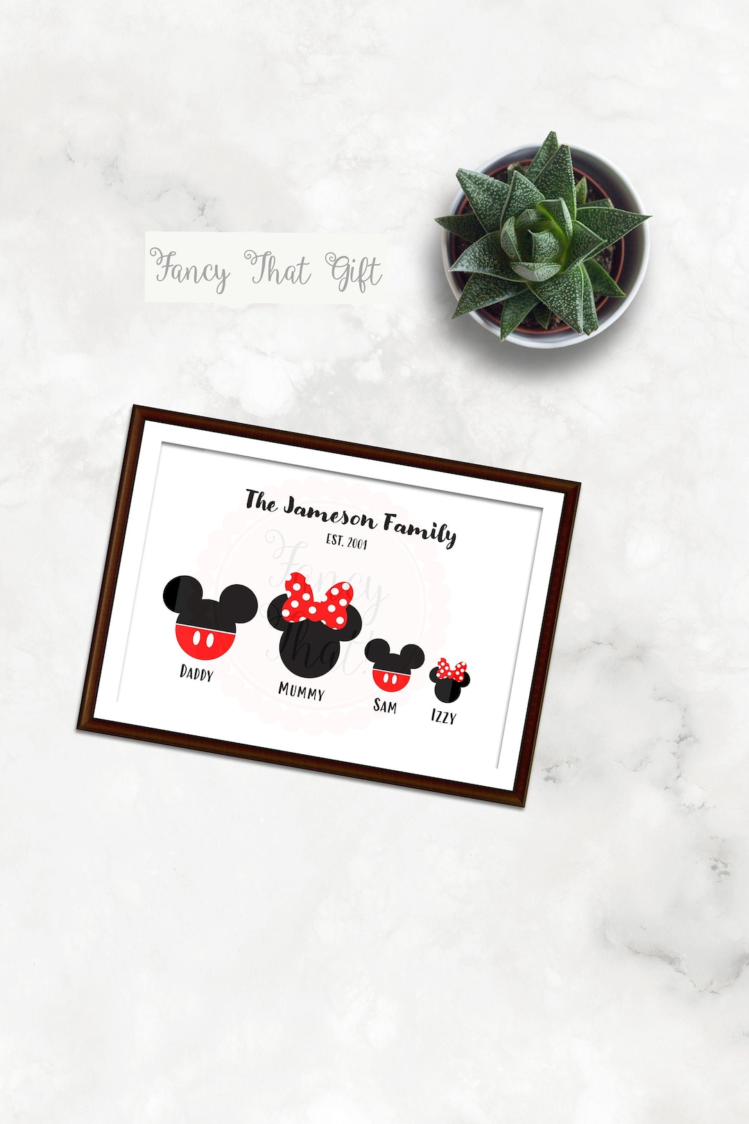 Mickey Mouse Family, Personalised Print, Family Print Gift, Family Gift ...