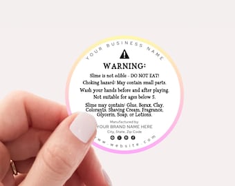 EDITABLE Slime Warning Standard Labels / Avery Standard Size Template ...