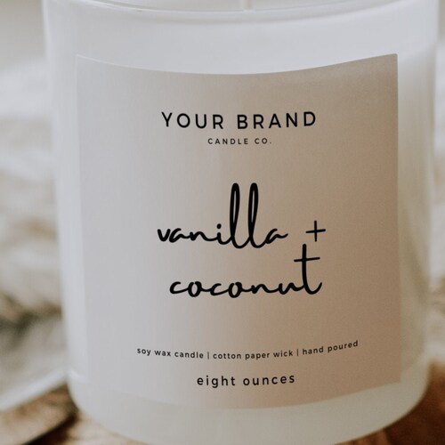 Modern Script Candle Label Template Editable Label DIY Candle - Etsy