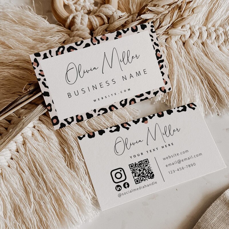 Leopard Business Card Template - Etsy