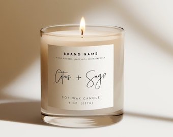 Modern Candle Label Template, Editable Candle Label Design ...