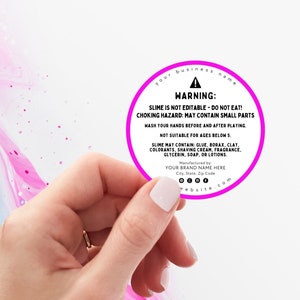 Round Slime Warning Label Template Editable Slime | Etsy Canada
