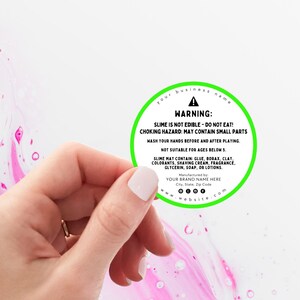 Round Slime Warning Label Template, Editable Slime Instructions Label ...
