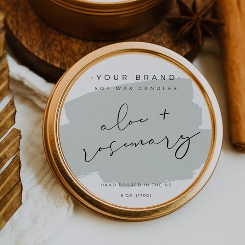 Round Candle Label Template Editable Candle Lid Sticker - Etsy