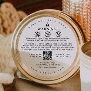 Candle Warning Label Template With Scent Name, Digital Download ...