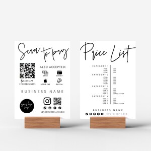 Printable Price List & Payment Sign, QR Code Sign Template, Editable ...