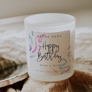 Happy Birthday Candle Label Template, Editable Candle Label Design ...