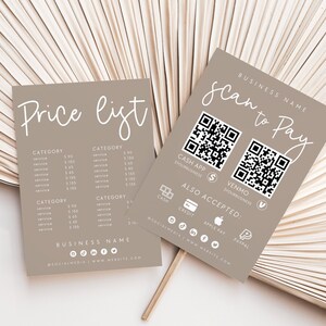 Printable Price List & Payment Sign Minimal QR Code Sign - Etsy