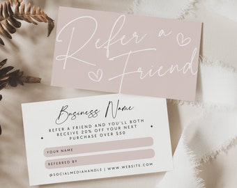 Refer a Friend Card Template, Customer Loyalty Referral Card, Modern ...