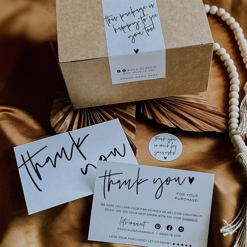 Box Label & Matching Thank You Card Template Bundle DIY - Etsy