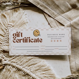 Retro Gift Certificate Template DIY Printable Gift Voucher - Etsy