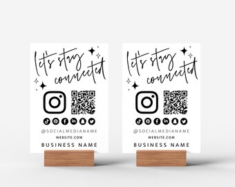 Editable Connect With Us Card, Social Media Sign, Follow Us on Social ...