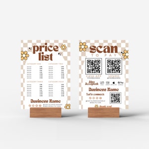 Retro Scan to Pay Sign & Price List Template, QR Code Sign, Printable ...