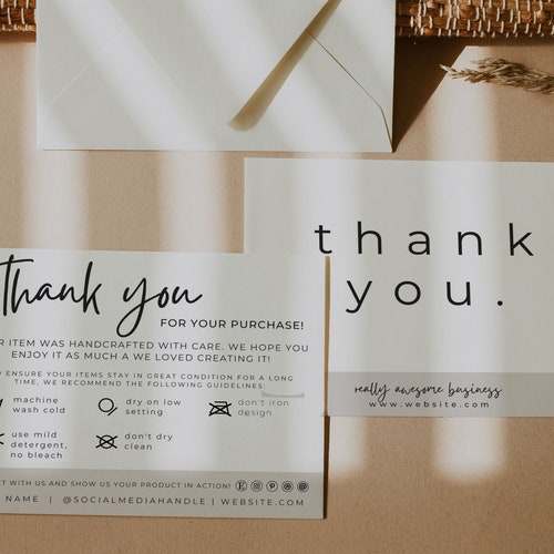 Editable Garment Care Washing Instructions Card Packaging | Etsy