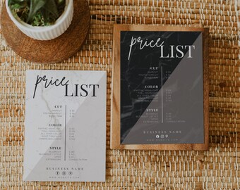 DIY Printable Price List Template Editable Price Sheet Pricing | Etsy