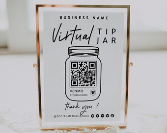 Printable Virtual Tip Jar Venmo Payment Sign QR Code Sign - Etsy