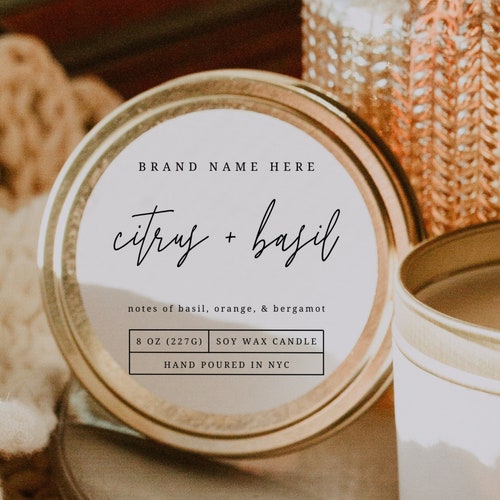 Round Candle Label Template Editable Candle Lid Sticker - Etsy