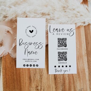 QR Code Leave Us A Review Us Business Card Canva Template, DIY Ask for ...