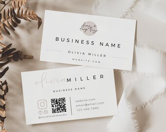 Modern Black Business Card Canva Template, INSTANT DOWNLOAD, Printable ...