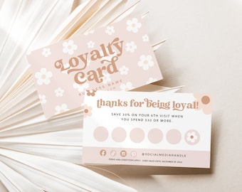Retro Loyalty Card Template Canva, Printable Rewards Card Design, DIY ...
