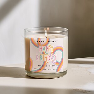 Happy Birthday Candle Label Canva Template, Editable Candle Label ...