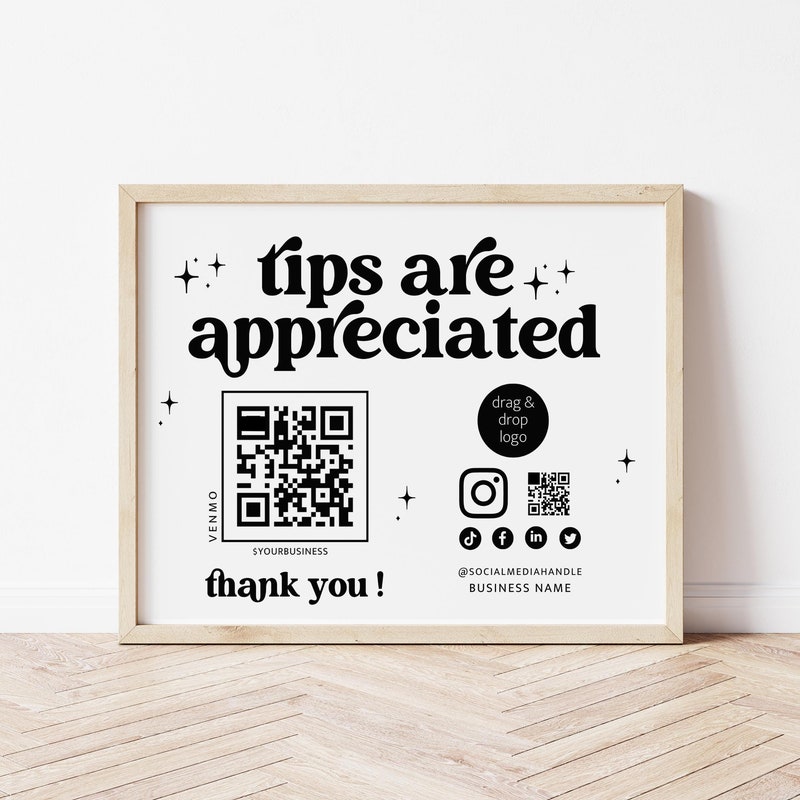 Tips Appreciated Sign - Etsy