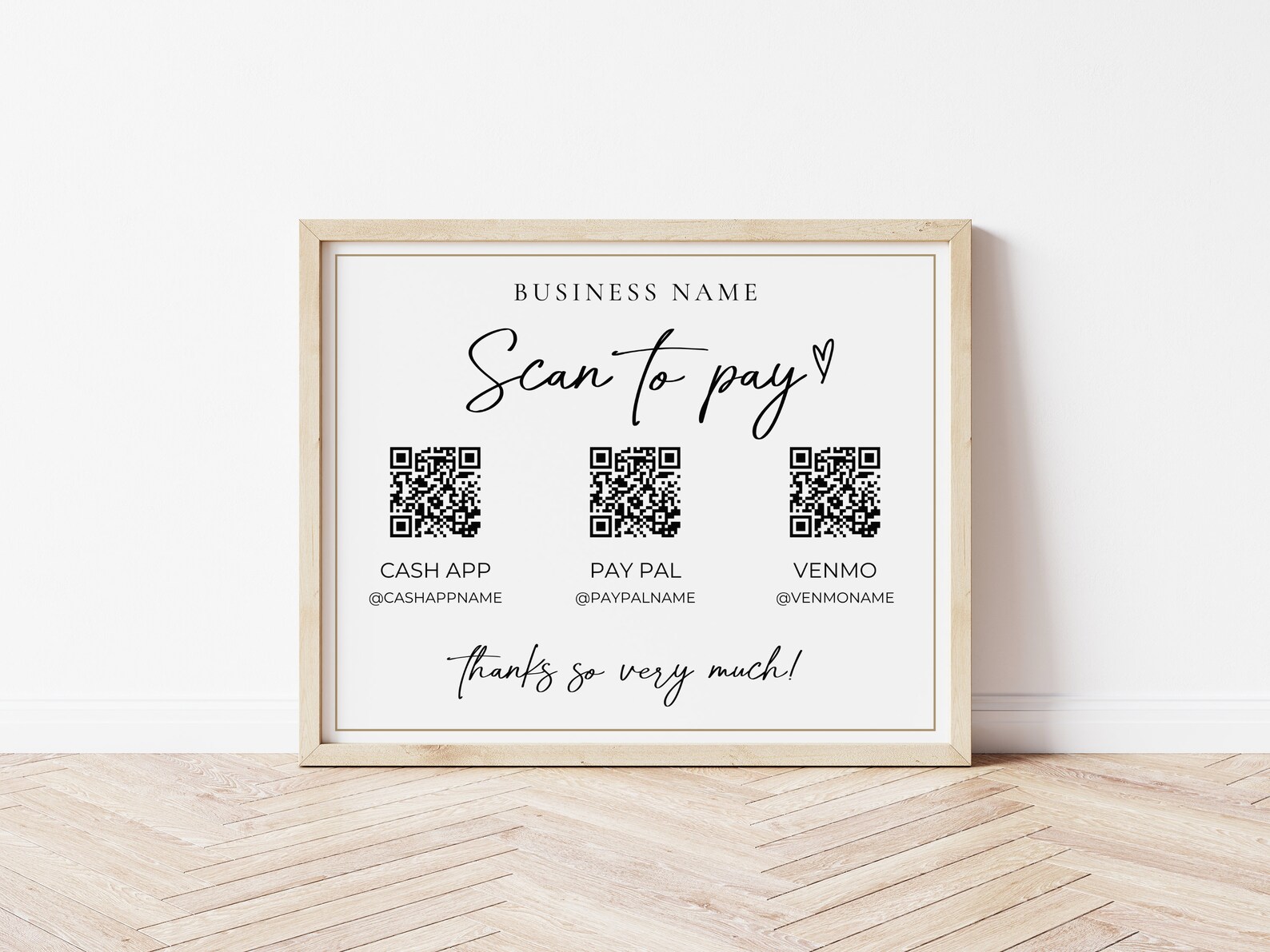 Printable Payment Sign QR Code Sign Template Scan to Pay - Etsy