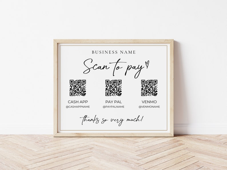 Printable Payment Sign QR Code Sign Template Scan to Pay - Etsy