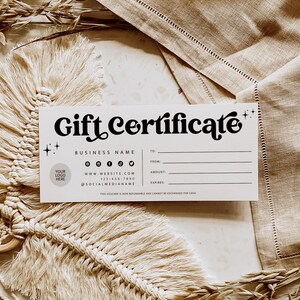 Retro Gift Certificate Template, DIY Printable Gift Voucher Certificate ...