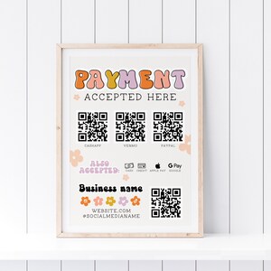 Retro Scan to Pay Sign Template, QR Code Sign, Printable Payment Sign ...