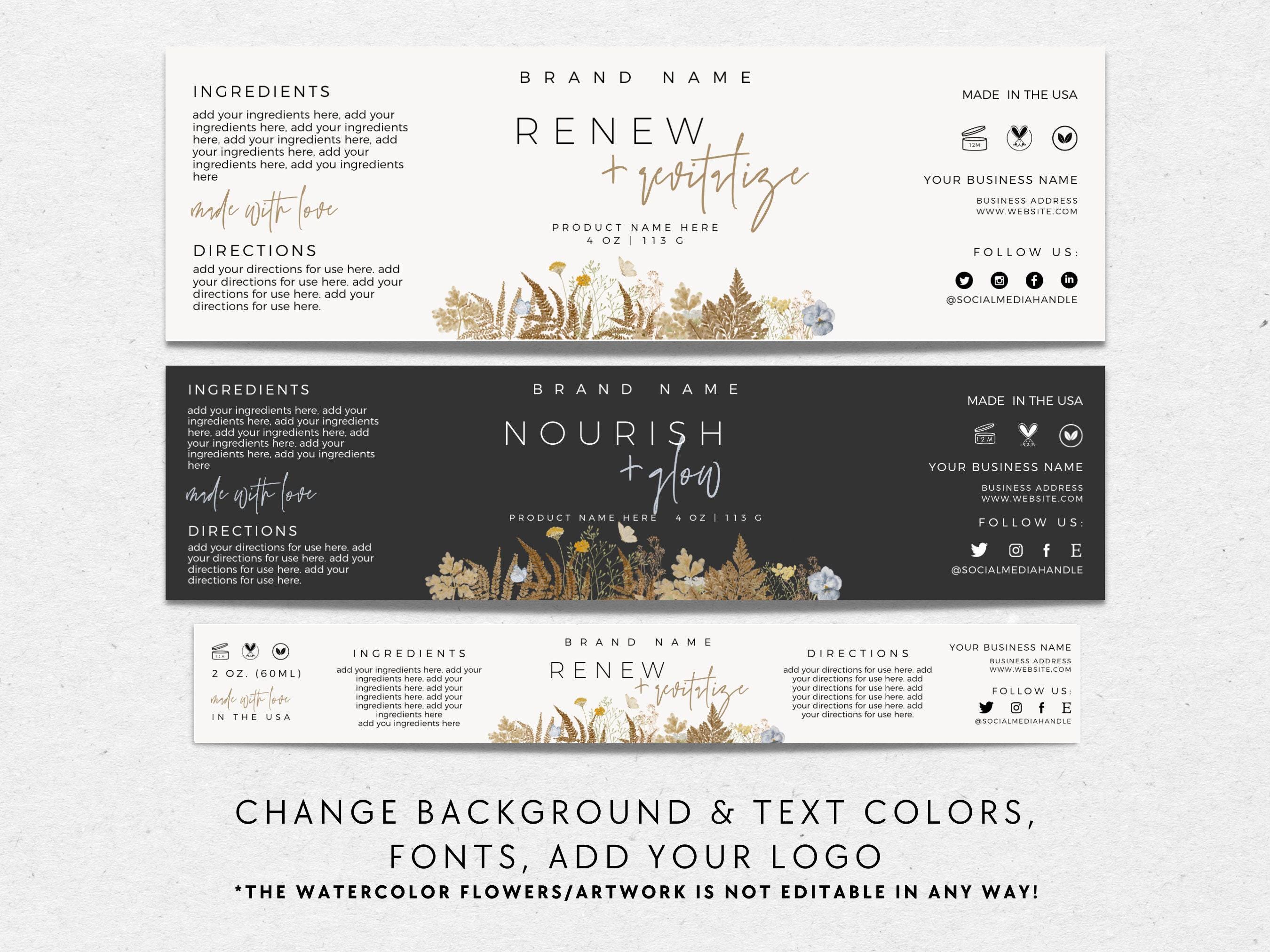 Boho Cosmetic Jar Label Canva Template, Body Product Label, DIY Wrap ...